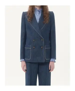 Valentino Garavani Chambray Denim Double-breasted Blazer