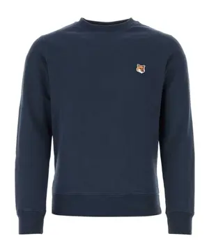 Maison Kitsuné Fox Head Patch Crewneck Sweatshirt - Black