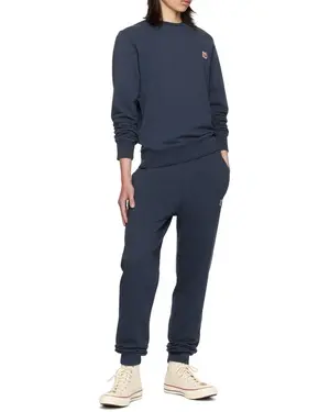 Maison Kitsuné Fox Head Patch Crewneck Sweatshirt - Black
