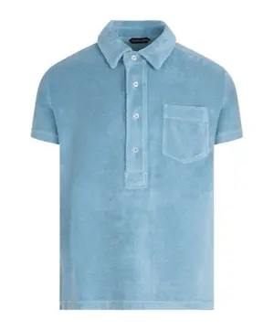 TOM FORD Towelling Polo Shirt - Blue
