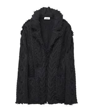 Alexander McQueen Cable-knit Cardigan With T-chain Detail - Mixed Grey