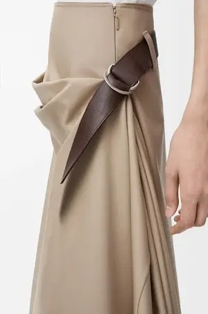 Loewe Belted Asymmetrical Draped Skirt - Light Brown