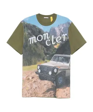 Moncler Round Neck Short Sleeve T-shirt - Gray