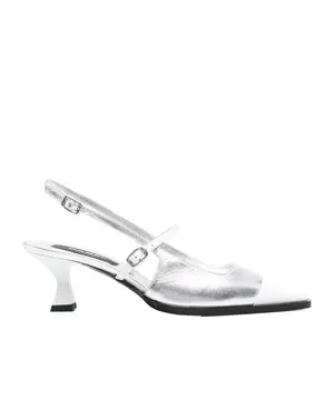 CAREL 50mm Cécile Pumps - Silver White
