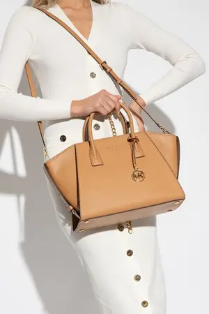 Michael Kors Large Avril Leather Logo Lettering Tote Bag