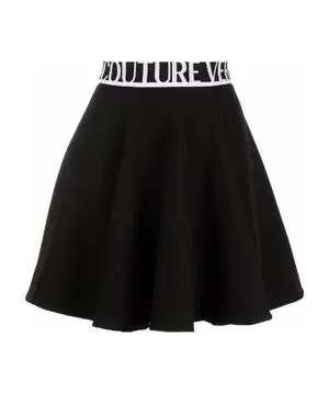 Versace Logo Band Flared Mini Skirt