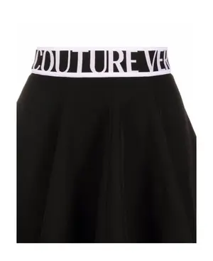Versace Logo Band Flared Mini Skirt