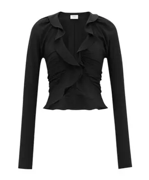 Saint Laurent Ruffled Long-sleeve Blouse