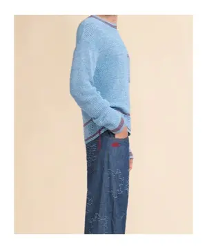 Marni Since '94" Flocked Print Crew Neck Sweater - Celeste