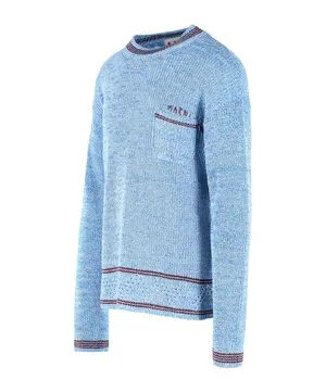Marni Since '94" Flocked Print Crew Neck Sweater - Celeste