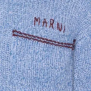 Marni Since '94" Flocked Print Crew Neck Sweater - Celeste