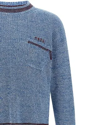 Marni Since '94" Flocked Print Crew Neck Sweater - Celeste