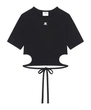 COURREGES Courrèges Ribbon Cut Out Contrast T-Shirt No