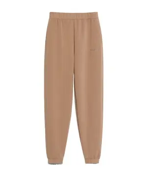 Max Mara Max Mara Embroidered Logo Straight Leg Pants Camel