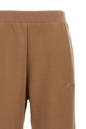 Max Mara Embroidered Logo Straight Leg Pants - Camel