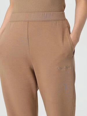 Max Mara Embroidered Logo Straight Leg Pants - Camel
