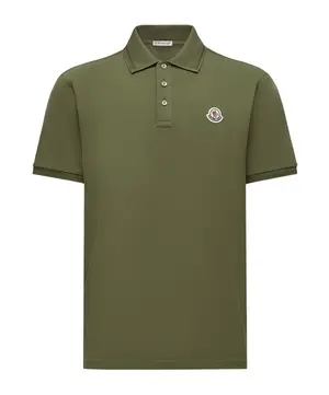 Moncler Logo Patch Short-sleeved Polo Shirt - Khaki