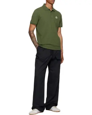 Moncler Logo Patch Short-sleeved Polo Shirt - Khaki