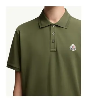 Moncler Logo Patch Short-sleeved Polo Shirt - Khaki