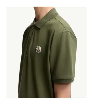 Moncler Logo Patch Short-sleeved Polo Shirt - Khaki