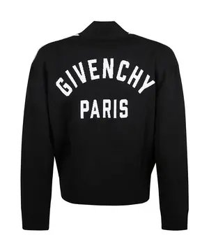 Givenchy Logo-intarsia Knitted Zip-up Jacket - Black