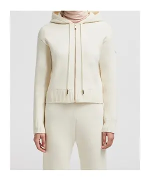 Moncler Zip-up Hooded Knit Cardigan