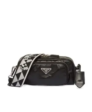 Prada Logo Plaque Zipped Shoulder Bag