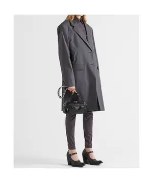 Prada Logo Plaque Zipped Shoulder Bag