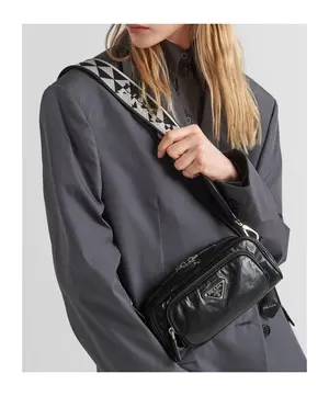 Prada Logo Plaque Zipped Shoulder Bag