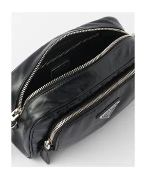 Prada Logo Plaque Zipped Shoulder Bag