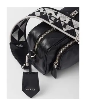 Prada Logo Plaque Zipped Shoulder Bag