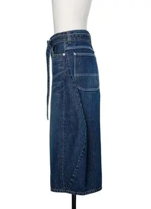 Sacai Belted Cropped Wide-leg Denim Shorts