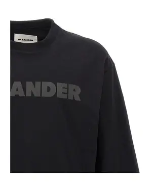 JIL SANDER Logo Print Long Sleeve T-shirt - Black