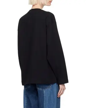 JIL SANDER Logo Print Long Sleeve T-shirt - Black