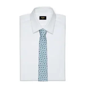 Fendi Falena Micro Dots Printed Silk Tie - Light Blue
