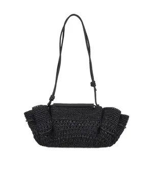 Hereu Arta Mini Crochet Pleated Crossbody Bag - Black