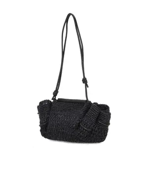 Hereu Arta Mini Crochet Pleated Crossbody Bag - Black