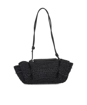 Hereu Arta Mini Crochet Pleated Crossbody Bag - Black