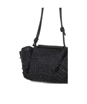 Hereu Arta Mini Crochet Pleated Crossbody Bag - Black