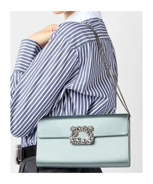 ROGER VIVIER Efflorescence Clutch In Satin - Grey