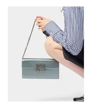 ROGER VIVIER Efflorescence Clutch In Satin - Grey