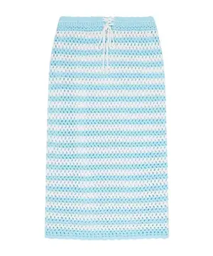 Simkhai Striped Crochet Midi Skirt