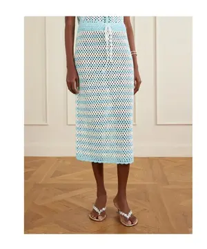 Simkhai Striped Crochet Midi Skirt