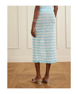 Simkhai Striped Crochet Midi Skirt