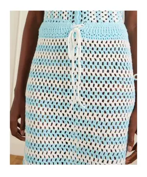 Simkhai Striped Crochet Midi Skirt