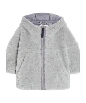 Max Mara Long Sleeve Fur Hooded Jacket - Gray