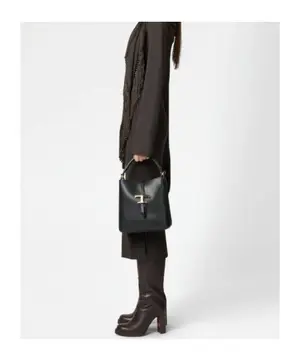 TOD'S Timeless Mini Bucket Bag In Soft Calfskin Leather - Black