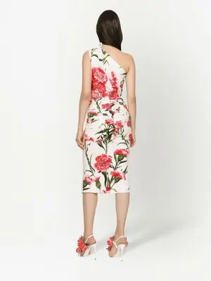 Dolce & Gabbana Carnation Print One-shoulder Dress