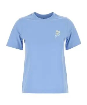 Burberry Crewneck T-shirt With Embroidered Logo - Blue
