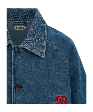 BODE Embroidered Denim Jacket - Blue